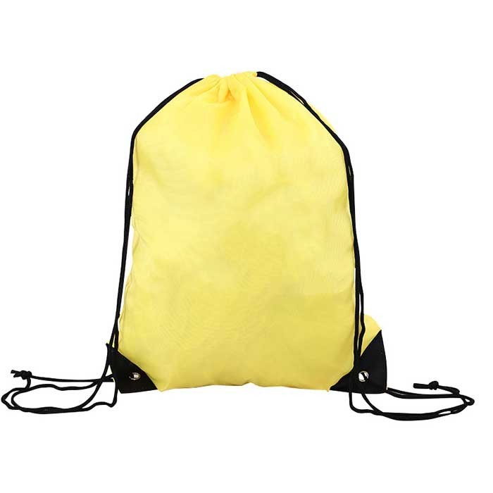 Polypropylene 32*42cm Drawstring Non Woven Bag Yellow 80Gsm For Shopping